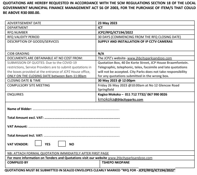 Supply & installation of IP CCTV cameras