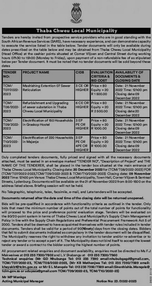 CORRECTION: Refurbishment & upgrading of sewer substation ...