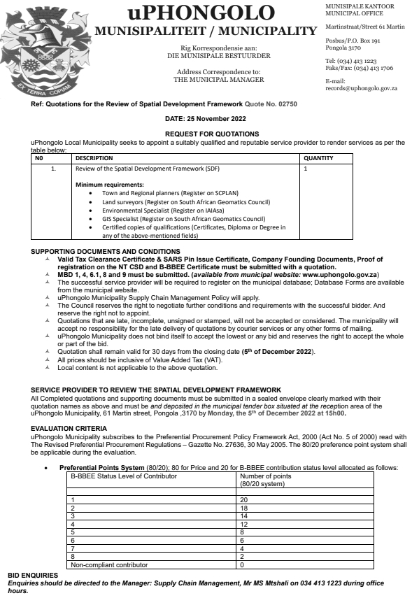 Review Of Spatial Development Framework