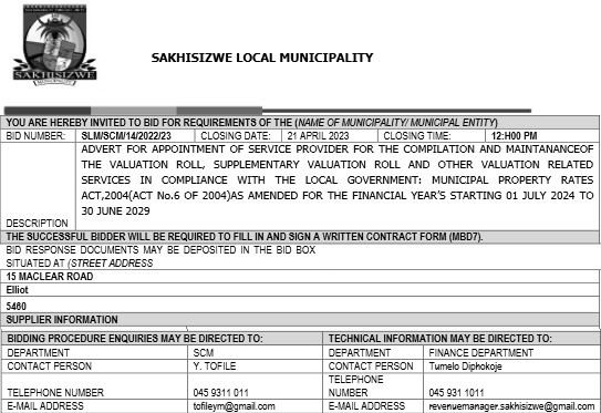 Compilation & maintenance of valuation roll, supplementary valuation ...