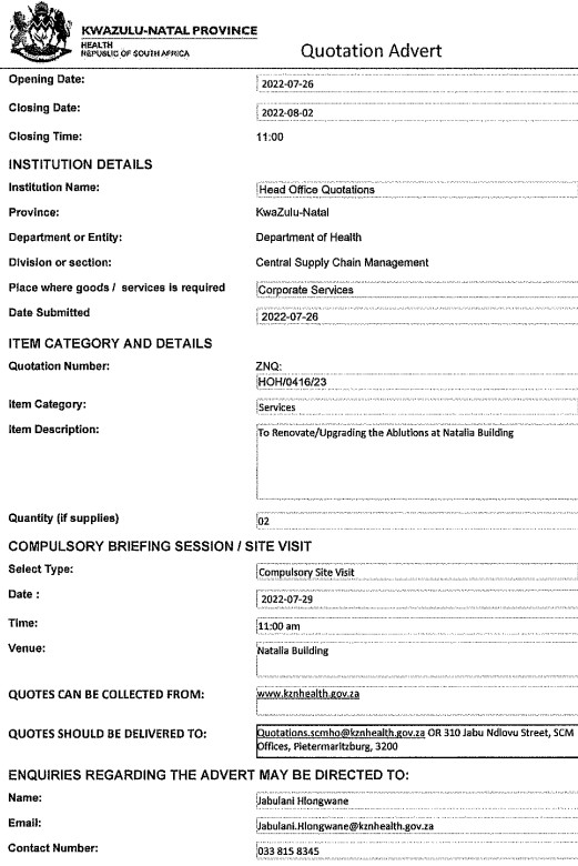 Renovate/ upgrading the ablutions at Natalia Building