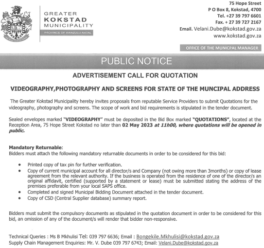 Videography, photography & screens for State of Municipality Address