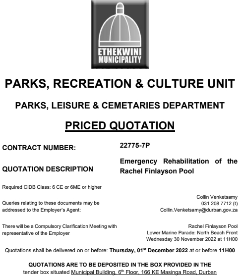 Emergency rehabilitation of Rachel Finlayson pool