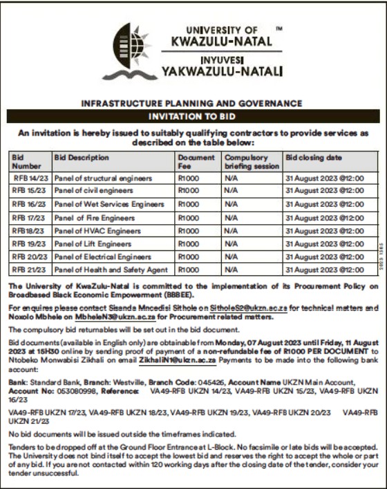 Provision of qualified services to various panels: structural engineers ...