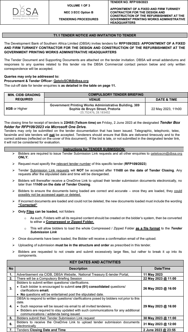 Design & construction of refurbishment at government printing works ...