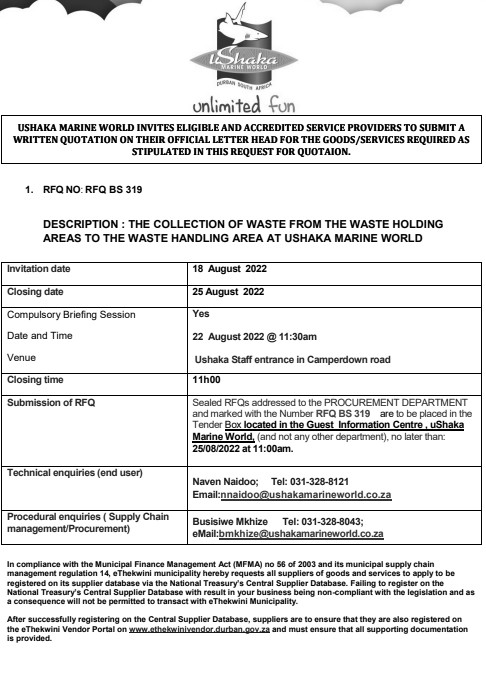 Collection of waste from waste holding areas to waste handling area